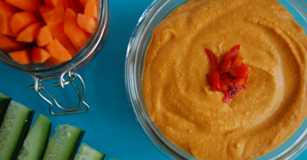 Jazz Up Your Party with this Roasted Red Pepper Hummus - David Wolfe Shop